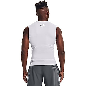 Under Armour Men's Armour HeatGear Compression Sleeveless T-Shirt , White (100)/Black, X-Large