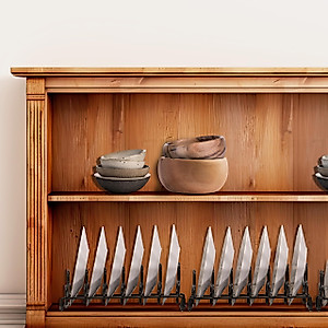 Simple Houseware Vertical Plate Stand Holder Dish Rack Dinnerware Organizer with Elegant Wire Design, 6-Compartment, Black