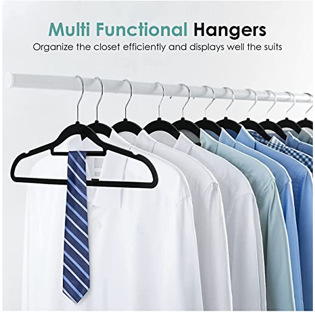 Dynamic-A Non-Slip Velvet Hangers, Suit Hangers Ultra Thin Space Saving 360 Degree Swivel Hook, Strong and Durable Clothes Hangers, (30 Pack)