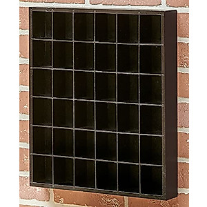36-Cubby Shot Glass Display Case with Easy Wall Mounting Hooks - Durable Wood Construction with Sleek Black Finish - Versatile Use for Mini Collectibles
