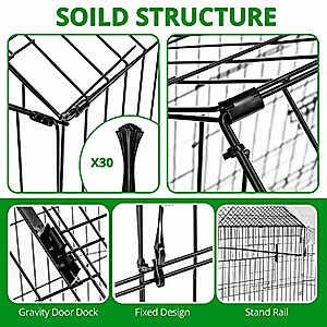 PawGiant Chicken Coop Chicken Run Pen for Yard with Cover 86"×40"×39" Outdoor Metal Portable Chicken Tractor Cage Enclosure Crate Outside for Small Animals Duck Rabbit Hen