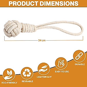 Dog Rope Tug of War Toys for Large, Medium and Small Dogs. 2 Pack Natural Cotton Toys for Teething.Flosses Teeth, Premium Beige Knot, Gum Stimulation for Teething Puppies.