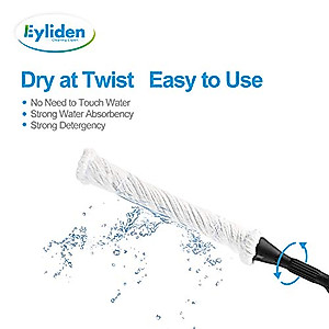 Eyliden Mop with 2 Reusable Heads, Easy Wringing Twist Mop, with 57.5 inch Long Handle, Wet Mops for Floor Cleaning, Commercial Household Clean Hardwood, Vinyl, Tile, and More