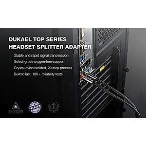 DUKABEL Long Headset Splitter Cable (4ft/1.2m), 3-Pole TRS Microphone(Male) & Audio(Male) to Single 4-Pole TRRS (Famle) Jack Headphone Adapter/Crystal-Nylon Braided / 24K Gold Plated / 99.99% 4N OFC