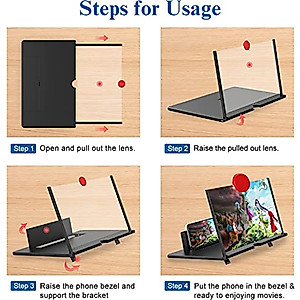 16" Screen Magnifier for Cell Phone -3D Magnifying Projector Screen Enlarger Expander for Movies, Videos, and Gaming – Foldable Phone Stand with Screen Amplifier – Compatible with All Smartphones