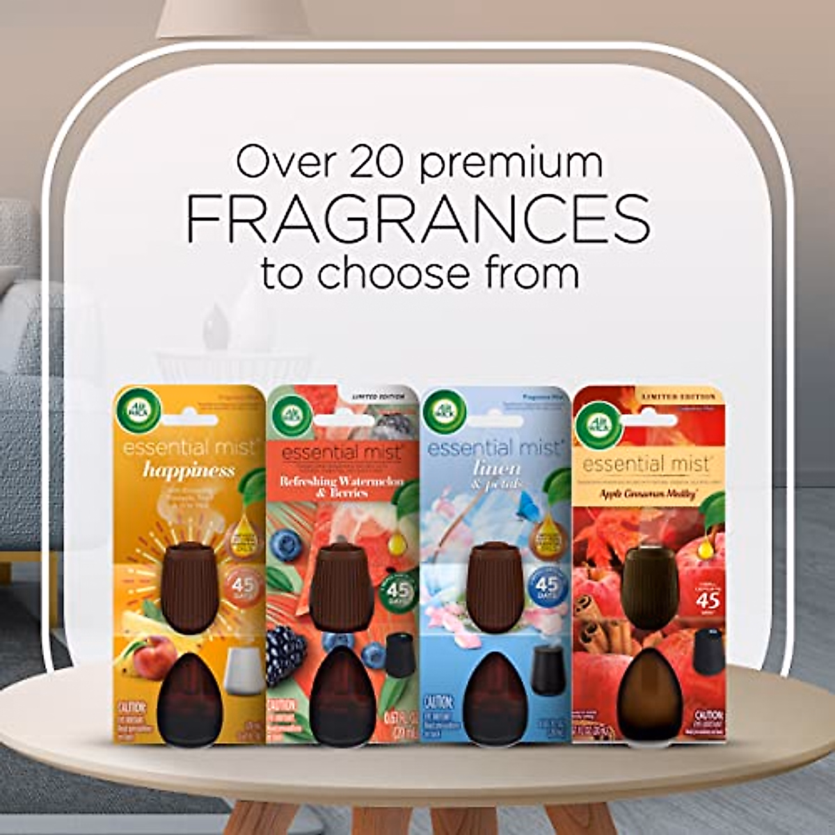 Air Wick Essential Mist Starter Kit (Diffuser + 2 Refills), Lavender and Almond Blossom/Fresh Water Breeze, Essential Oil Diffuser, Air Freshener