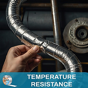 𝐏𝐫𝐢𝐦𝐞 𝐃𝐞𝐚𝐥: Aluminum 2" x 50 ft HVAC Weather Duct Tape, High Temp Waterproof Foil Tape for AC, Thick Fire Proof Cold Weather Metal Tape, Pipe Repair Heavy Duty Flex Duck Tape for Insulation