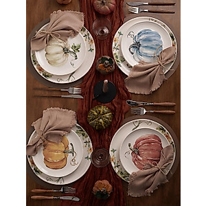 Bico Pumpkin Feast Ceramic Salad Plates, 8.75 inch, Set of 4, for Salad, Appetizer, Microwave & Dishwasher Safe