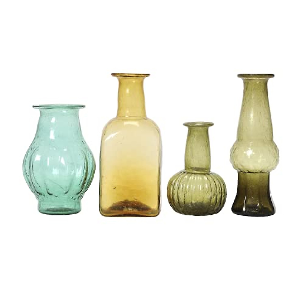 Creative Co-Op Hand Blown Glass Vases, Multicolor, Set of 4 Styles