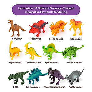 Li'l-Gen Dinosaur Toys for Kids 3-5 - Interactive Dinosaur Sound Book with Realistic Roars and 12 Large 7-Inch Dinosaur Figurines - Engaging Toddler Learning Toys for Imaginative Play - No Mat