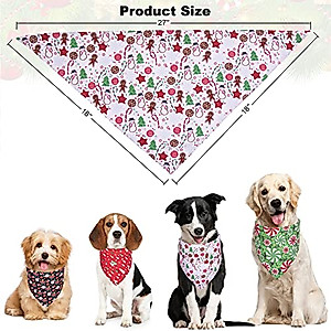 PTDECOR 4 Pack Dog Bandana Christmas Dog Bandanas Reversible Triangle Dog Scarf Bib Kerchief Set Dog Christmas Bandanas Accessories for Small Medium Large Dogs Pets
