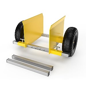Moving Adjustable Dolly, 2 × 10" Heavy Duty Solid Rubber Tires Wheels 1000LBS Load Capacity for Panel/Slab/Plywood/Door/Granite/Drywall Material Handling and More - Yellow