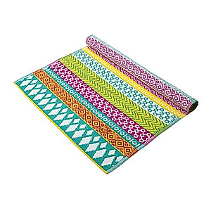 Talking Tables Colorful Waterproof Outdoor Rug - Plastic, Lightweight & Non Slip Mat with Geometric Pattern - for Garden, Patio, Decking, Bathroom, Utility, Picnic 47" x 70"