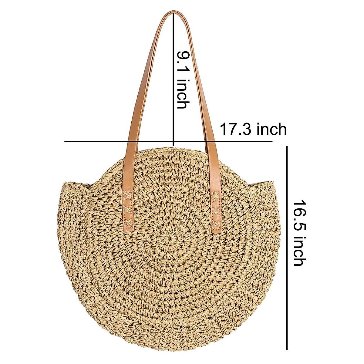 Block Garden Handmade Straw Shoulder Bag for Women Beach Bag Tote Handbag, 01 camel