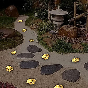Paw Print Solar Lights – Solar String Lights Outdoor Waterproof LED (Set of 8), Dog Cat Decorative Lamp, Pet Print Path Lights, Vibrant Garden Solar Lights, Gifts for Pet Lovers(Warm White Paw Print)