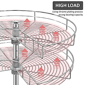 28 Inch Chrome Lazy Susan, 270° 2 Shelf Lazy Susan Turntable, Silver Blind Corner Shelf for Kitchen Condiments, Home Appliances & Dishes