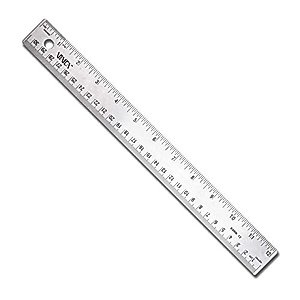 VINCA SSRN-12 Stainless Steel Office Drawing Ruler 0-12 Inch 0-30cm with Non Slip Cork Base Measuring Tool