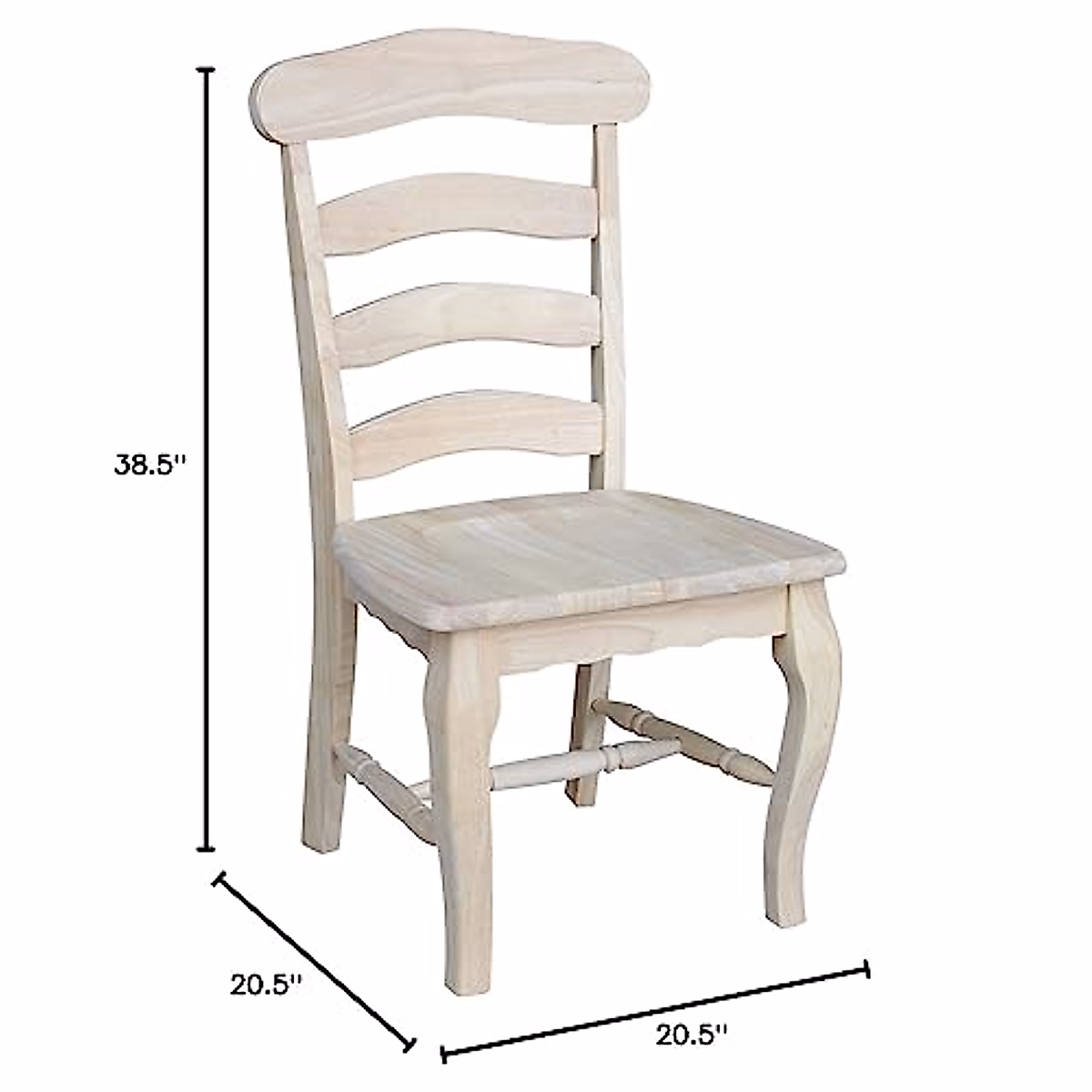 International Concepts Country french Chair with Solid Seat, Unfinished