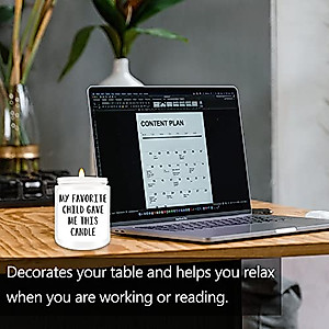 Gifts for Mom, Birthday Gifts for Mom from Daughter Son, Funny Mothers Day Thanksgiving Christmas Gifts for Mom New Mom First Time Mom Grandma- My Favorite Child Gave Me This Candle (White, Lavender)