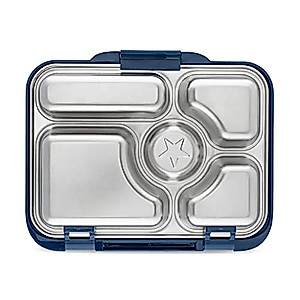 Yumbox® Presto Leakproof Stainless Steel Bento Box (Santa Fe Blue) 4 compartments plus treat well, Lightweight, Premium Durable Materials, Silicone seal, Stainless Steel Tray, Easy open Latch