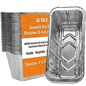 NUPICK 40 Pack Grease Cup Liners for Blackstone 17"/28"/36" Griddle, Drip Pan Liners for Blackstone 5017, Disposable Aluminum Foil Drip Pan Liner