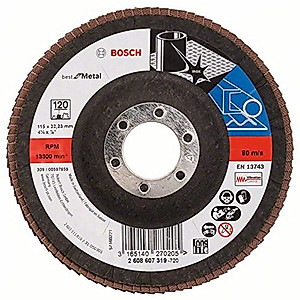 Bosch Professional 2608607319 Flap disc X571, Best for Metal 115 mm, 22.23 mm, 120, Black/Brown, 1Fächersschleifs.B.f.M.115mm
