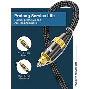 EMK Optical Audio Cable Digital Toslink Cable 24K Gold-Plated Nylon Braided S/PDIF Cable for Home Theater, Sound Bar, TV, PS4, Xbox, PlayStation (3.3Feet/1M)