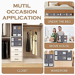 Bed Sheet Organizers and Storage, 4 Pack Foldable Linen Closet Organizers (King Size),Bedding Organizer Storage with Upgraded Windows and Handles,for Duvet Cover Set Clothes Blankets (Grey, 4 Pack)