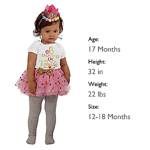 HOSUKKO Princess Half Birthday Outfit Baby Girl, Premium 1/2 Birthday Outfit Girl, Infant Cake Smash Outfits for 6 Months Girls (Short Sleeve, 5PCS)