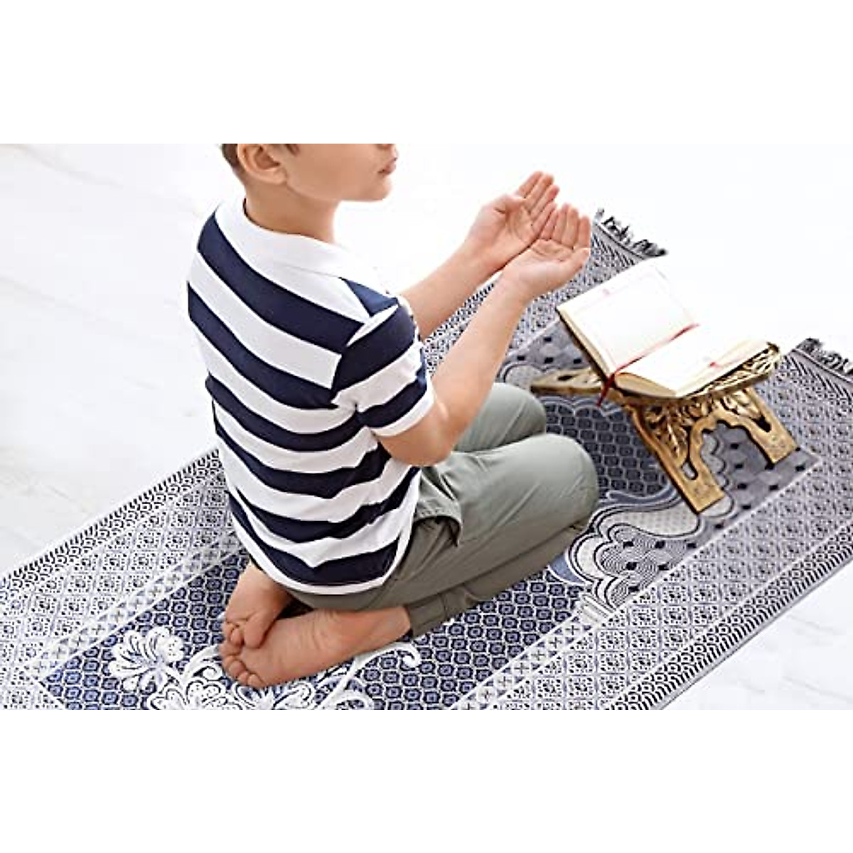 Ottoman Turkish Style Muslim Prayer Rug, Floral Pattern Prayer Mat (One Thin Prayer Rug)