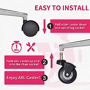 2.5 inch IKEA Office Chair Caster Wheel Replacement for Roller-Blade Wheels Heavy Duty Casters for Hardwood Floors Safe (Stem Size10mm x 22mm) (2.5 inch Black, Grey/Black)