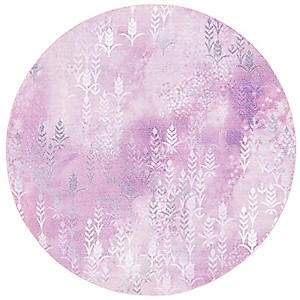 SAFAVIEH Machine Washable Slip Resistant Collection 5' Round Light Purple/Pink Inspired by Disney's Frozen II - Spirit Kids Bedroom Nursery Playroom Area Rug
