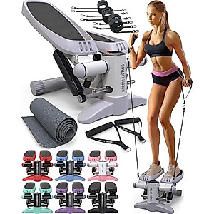 Mini Stepper & Stair Climber Machine - w/Resistance Bands Set - Built in Monitor by Nordic Lifting