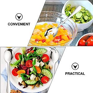 Hemoton 1 Set Stainless Steel Cutlery Stirring Spoons Slotted Serving Spoons Salad Forks Long Handle Dessert Spoons Ice Cream Spoons Salad Forks Silver