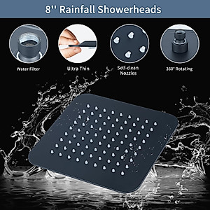 VXV 8'' High Pressure Rainfall Shower Head with 6 Function Handheld Shower Spray, Dual Shower Head Combo with Adjustable Slide Bar, Luxury Matte Black