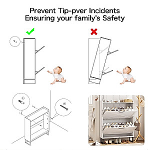 Maupvit Shoe Cabinet with 2 Flip Drawers, Freestanding Shoe Cabinet Organizer with Metal Legs, Shoes Storage Cabinet for Entryway, Narrow Shoe Rack Cabinet, White