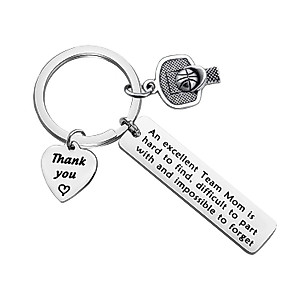 POTIY Team Mom Jewelry Team Gift Basketball Keychain An Excellent Team Mom is Hard to Find Basketball Jewelry Thank You Gift for Coach Leader Mom (Basketball Keychain-1)