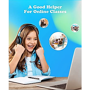 DyBaxa Kids Headphones Wired, Foldable On Ear Headset, Volume Limiter 94dB, Over-Ear Headphones for School Online Classes Travel Children, 3.5mm Jack Compatible Smartphones, Black Blue