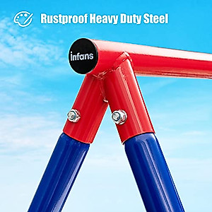 INFANS 2 Seat Swing Stand Set, 550 lbs Heavy Duty Metal Swing Frame, Extra Large A-Frame Swing Stand for Kids and Adult Indoor Outdoor Activity Backyard Playground (Red Swing Stand)