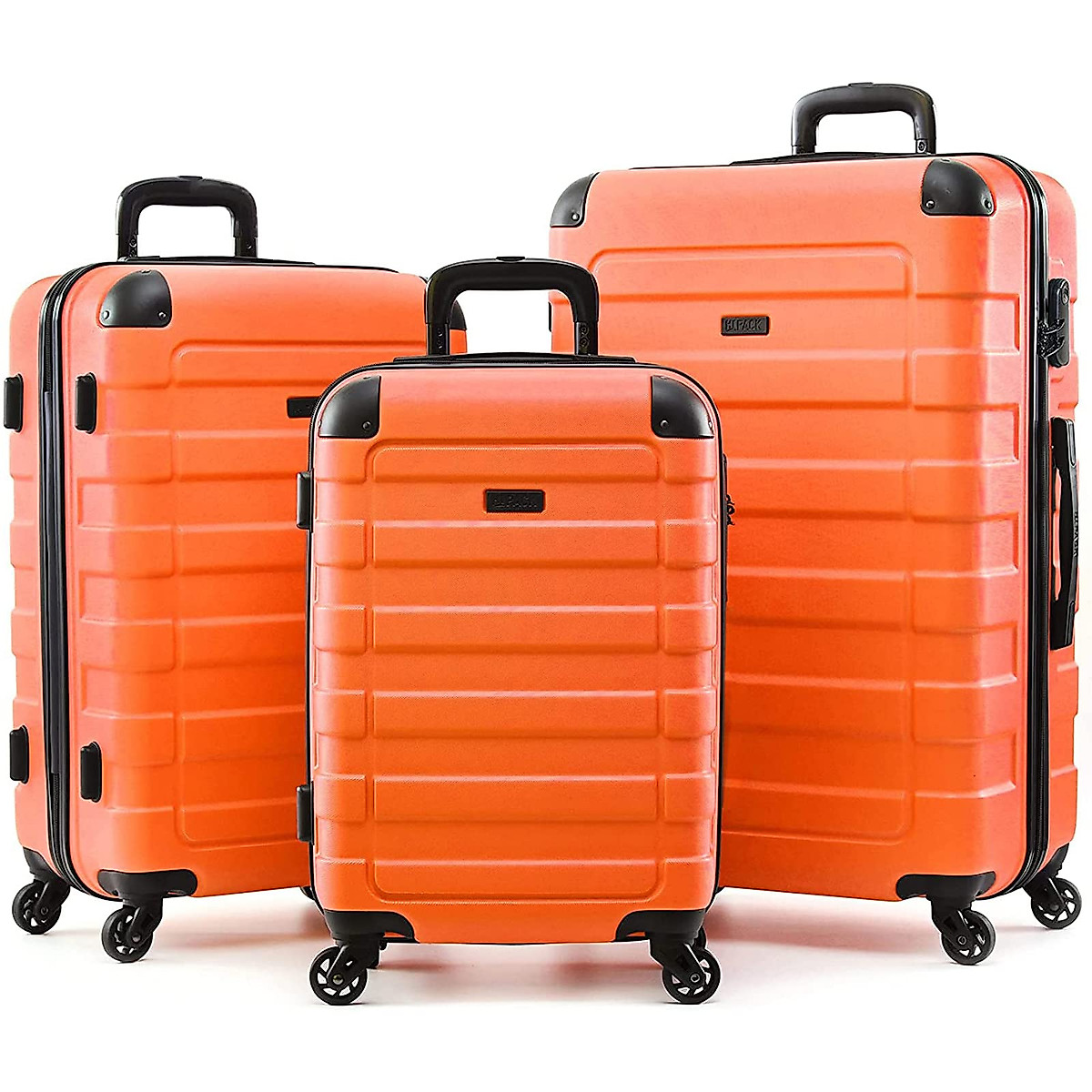 Hipack Hardside 3-Piece Spinner Luggage Set, Orange, One_Size