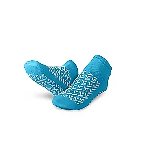 Medline Double-Tread Terry Patient Slippers, Large, Blue (Pack of 48)