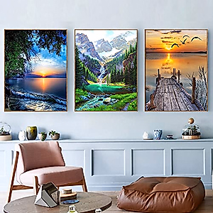 AOSGEDY 6 Pack Paint by Numbers for Adults Kids Beginner, Adult DIY Landscape Oil Painting for Home Wall Decor 12X16 Inch