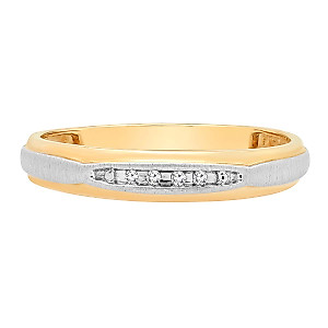 Dazzlingrock Collection 0.02 Carat (ctw) Two-Tone Round White Diamond 5 Stone Wedding Band for Women in 10K White & Yellow Gold, Size 4.5