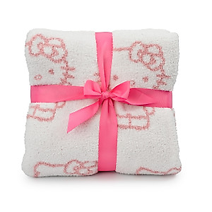 Hello Kitty Feather Knit Fluffy Throw Blanket - Fuzzy Blanket Measures 50 x 60 Inch, Super Soft Soft Lightweight Pink Accent for Couch or Chair