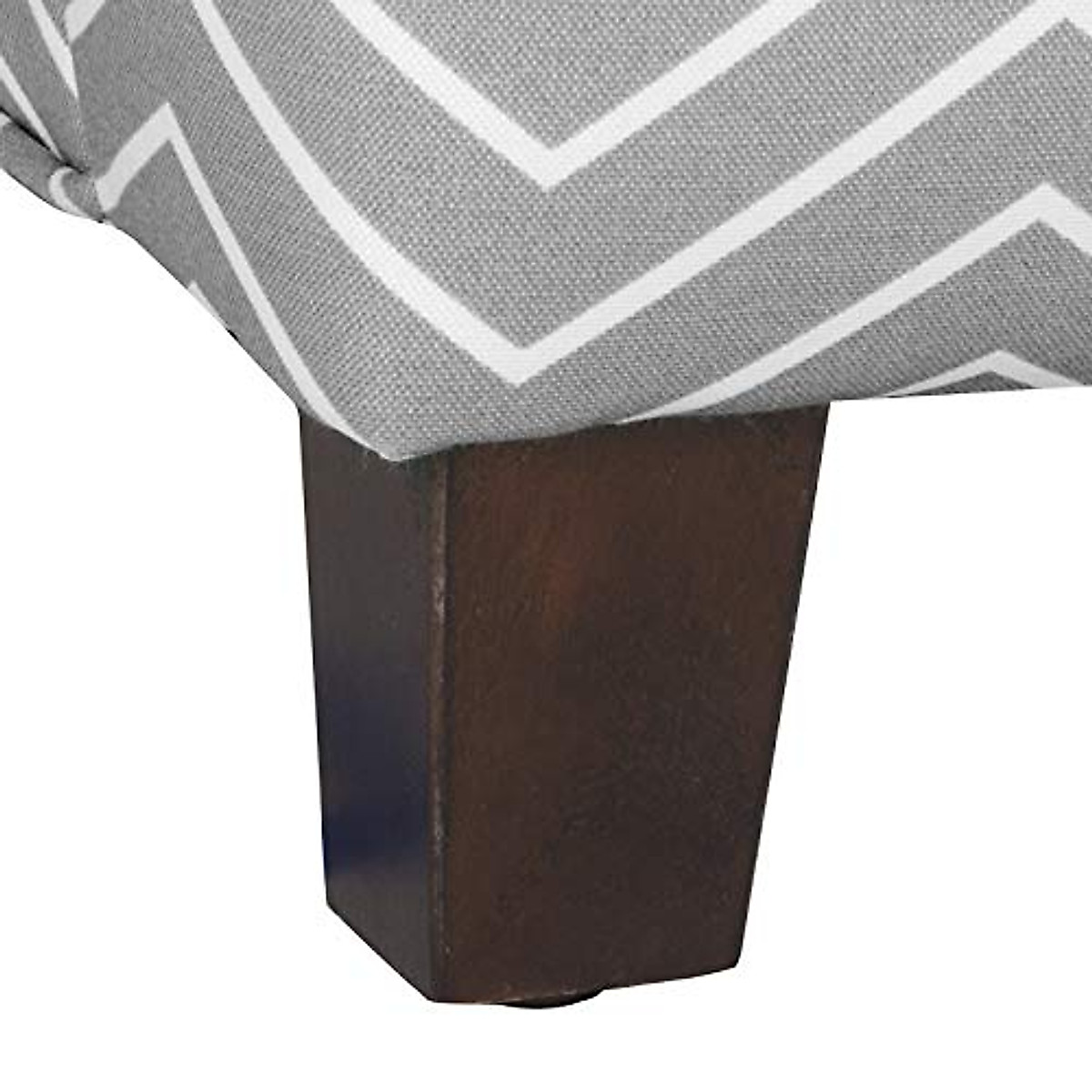 HomePop Youth Upholstered Swoop Arm Accent Chair, Grey and White Chevron
