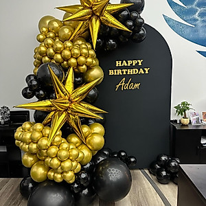 Black Gold Balloons, 50pcs 12 inch Gold Black Balloons Kit, Black Latex Balloons for Birthday, New Year,Wedding, Graduation Party Decorations