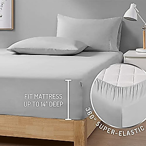 Degrees of Comfort Coolmax Cooling Sheets | Queen Size Bed Sheet Set for Hot Sleepers | Soft Fabric with Deep Pocket 4PC - Light Grey
