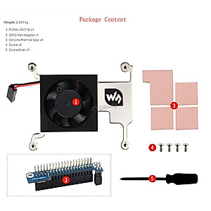 Cooling Fan for Raspberry Pi 4B/3B+/3B Low-Profile CPU with Aluminum Alloy Bracket and GPIO Fan Adapter @XYGStudy (PI-FAN-3007-B)