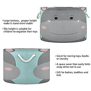 xigua Large Storage Basket Cotton Rope Basket Cute Hippo Baby Laundry Basket for Blankets Toys Storage Basket Laundry Hamper