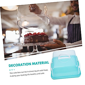 Homoyoyo Cheesecake Cake Carrier with Lid and Handle Large Cake Storage Container Holder Portable Cupcake Carrier Keeper Box Square Cake Stand Serving Tray for Transport Sky- blue Cupcake Holder